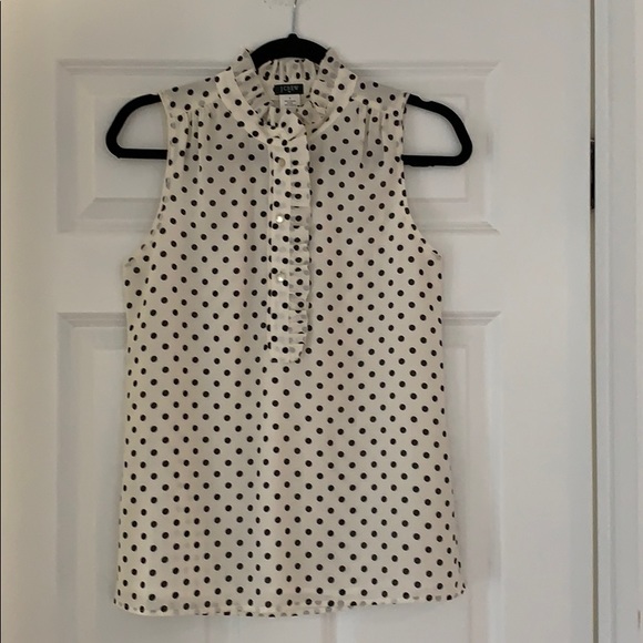J. Crew Factory | Tops | Jcrew Factory Cream Black Polka Dot Ruffled Top | Poshmark